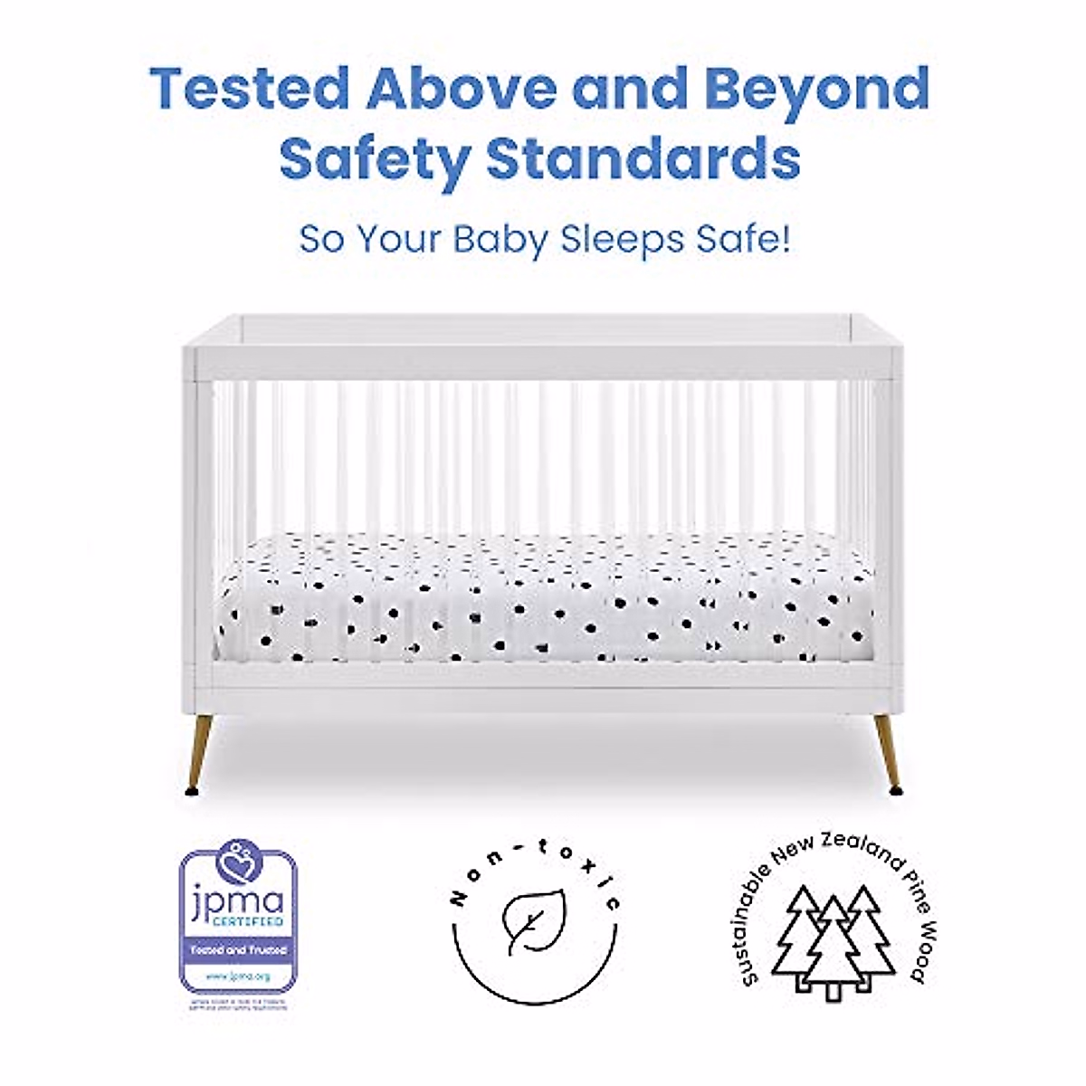 Delta Children Sloane 4-in-1 Acrylic Convertible Crib - Includes Conversion Rails, Bianca White w/Melted Bronze