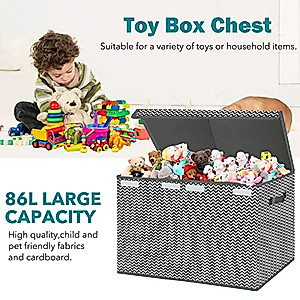 Xmasorme Large Toy Storage Organizer with Lid,Collapsible ToysBox Chest Basket Bins with Sturdy Handles for Kids, Boys, Girls, Nursery, Playroom, 25"x13" x16"