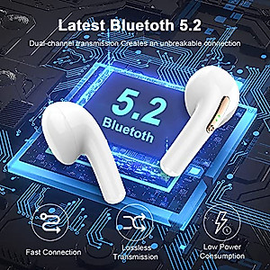 Wireless Earbud, Bluetooth 5.2 Headphones 2022 Bluetooth Earbud with HD Mic, Wireless Earphones in Ear Ear buds with USB-C Charging Case, IP7 Waterproof Deep Bass, Dual LED, 40H Mini Headset for Sport