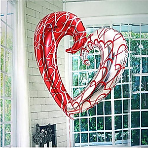 BinaryABC Hook Heart Foil Balloons,Large Red Heart Balloons,Valentines Day Wedding Decorations Supplies,2Pcs