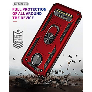 Military Grade Drop Impact for Motorola Moto Z4 Case,Moto Z4 Play Case 360 Metal Rotating Ring Kickstand Holder Magnetic Car Mount Armor Heavy Duty Case Z4 Z4 Play Z4 Force Phone Case (Red)