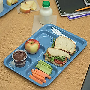 Carlisle FoodService Products Right-Hand Heavyweight 6-Compartment Melamine Tray 10" x 14" - Sandshade