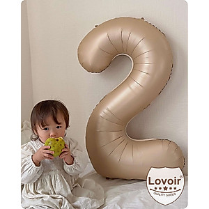 40 Inch Caramel Number 3 Balloon Large Size Jumbo Digit Mylar Foil Retro Apricot Beige Helium Balloons for Birthday Party Celebration Decorations Graduation Anniversary Baby Shower Photo Shoot