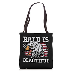 Bald Is Beautiful Eagle Patriotic American Bald Eagle Tote Bag