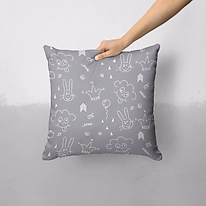 iiRov Gray Jester hat with Balloons - Custom Decorative Home Decor Indoor or Outdoor Throw Pillow Cover for Sofa, Bed or Couch Cushion (Pillow CASE Cover ONLY)