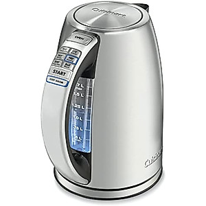 Cuisinart Programmable Conical Burr Mill, Stainless Steel, COMPACT & Electric Kettle, 1.7-Liter Capacity, Cordless 1500-Watts for Fast Heat Up, Stay Cool Non-Slip Handle, Stainless Steel, CPK-17P1
