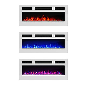 31.5" Electric Fireplace Recessed Wall Mounted Heater, 1500W/5100BTU (White)