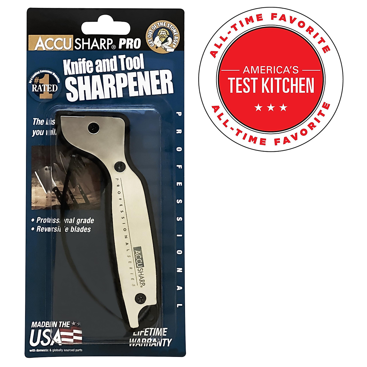 AccuSharp Knife Sharpener, Ergonomic Comfortable Handle, Compact & Easy to Use, Restore and Hone Straight & Serrated Knives, White & Black