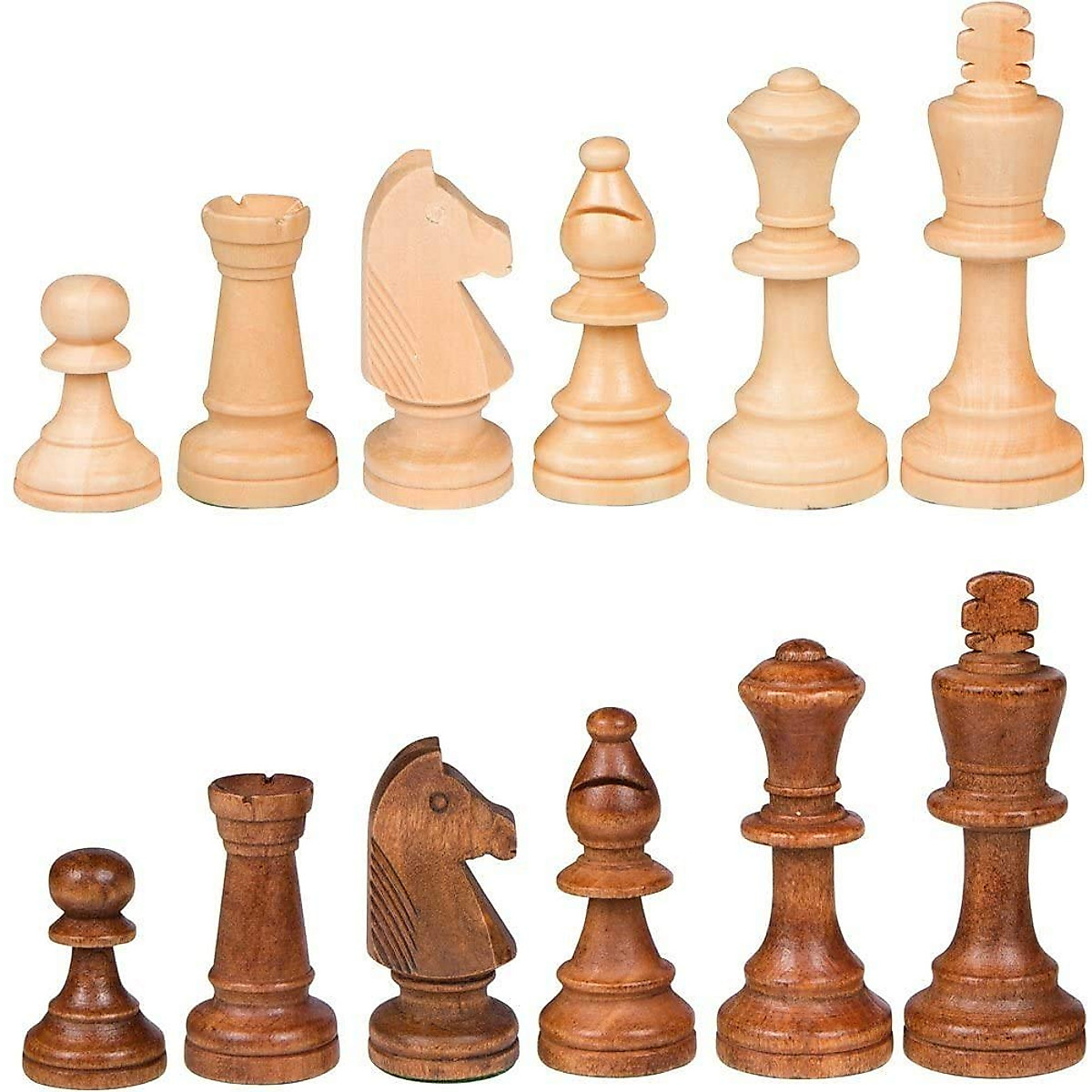 EEkiimy 2 in 1 Wood Chess Pieces + 32 Peceis Checkers only Without Board for Replacement of Missing Pieces 3.5 inch King Chess Pieces Figure (3.5 inches)