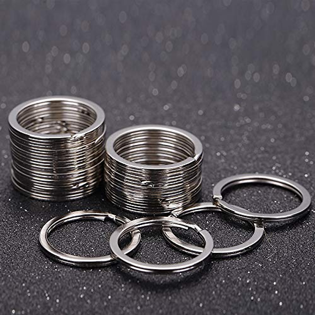 KINGFOREST 100PCS Flat Key Rings 1 Inch, Metal Keychain Rings Split Keyrings Flat Ring for Home Car Office Keys Attachment