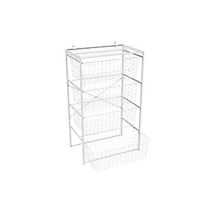 ClosetMaid Wire Basket 4 Drawer Organizer Unit with Shelf for Pantry, Closet, Clothes, Linens, Sturdy Steel, Easy Assembly, White