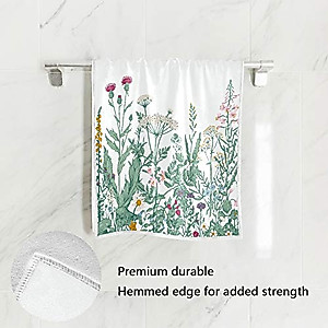 WIHVE Hand Towels 15 x 30 inch, Floral Plants Herbs Wild Flowers Multipurpose Towels Extra Absorbent for Bathroom,Hand, Face, Gym and Spa