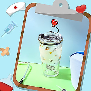 Straw Covers Silicone Kawaii Straw Cover Nurse Theme Straw Caps Reusable Drinking Dust Proof Straw Tip Covers for 6-8 mm (Stylish, 23 Pcs)
