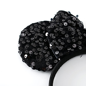 KARETT Mouse Ears Bow Headbands, Sparkle Mouse Ears Headband Glitter Hair Band for Party Princess Decoration Cosplay Costume