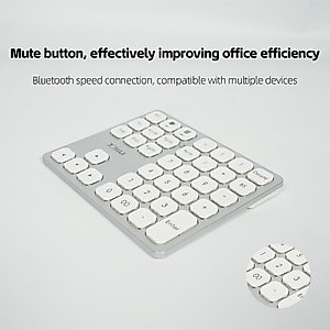 JOMAA 36 Keys Bluetooth Numeric keypad Portable Mini Financial Accounting Rechargeable Number pad Ultra-Silent for iPad Laptop,Mac, iMac, Tablet, PC and Desktop (Silver)