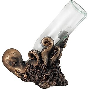 Ebros Gift Ocean's Misty Refreshment Large Nautical Marine Drinking Giant Sea Octopus Kraken Wine Bottle Holder Rack Sculpture Cthulhu Cephalopod Tentacles Monster Decorative Figurine