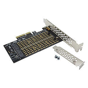 2x M.2 to PCIe NVMe and SATA SSD Dual M Key and/or B Key Adapter Card 2242 2260 2280 M2 Drive to Desktop PCI Express x4 x8 x16 Slot, Includes Brackets