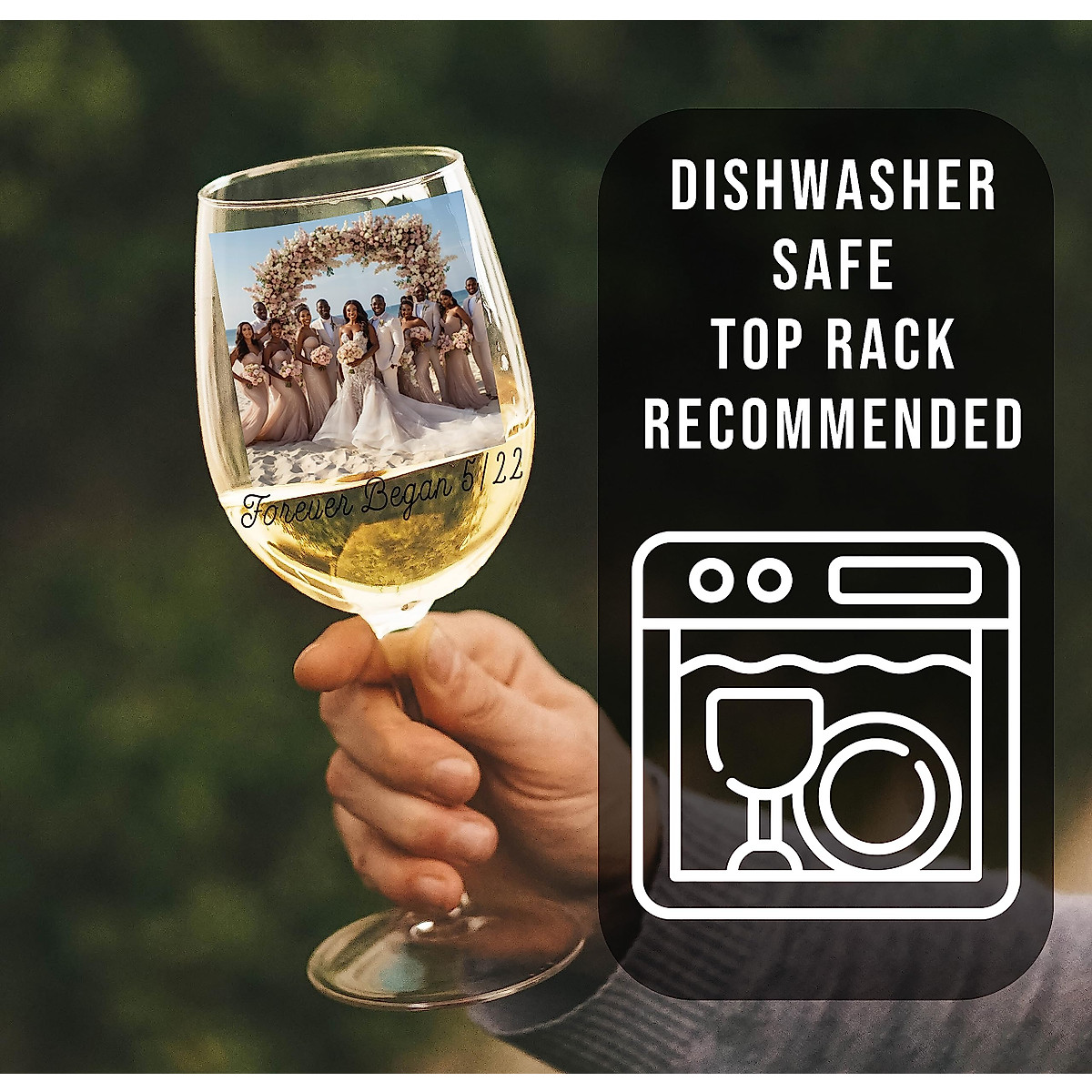 Personalized 16oz Photo Picture Print Stemmed Wine Glass - Wedding Gifts Anniversary for Couple, Parents Husband Wife, Mother's Day Gift 20th 25th 30th 40th 45th 50th 60th, Year Anniversary