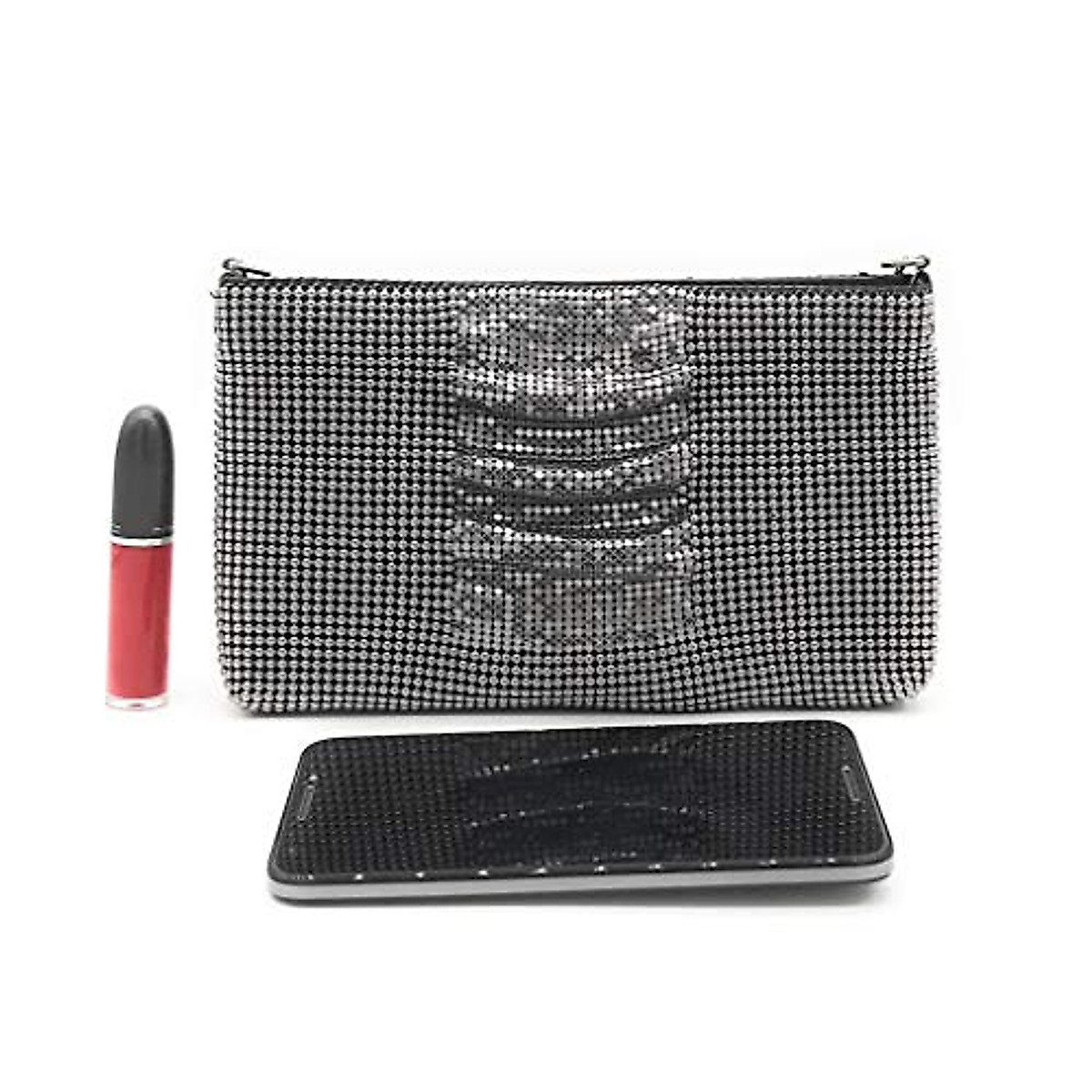 Frewahmesh Women clutch metal mesh evening purse bag for Cocktail Party Prom Wedding Banquet (Gun metal)