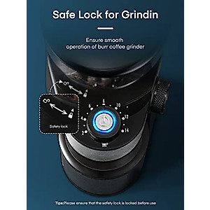 Electric Burr Coffee Grinder, FOHERE Coffee Bean Grinder with 18 Precise Grind Settings, 2-14 Cup for Drip, Percolator, French Press, Espresso and Turkish Electric Coffee Makers, Black