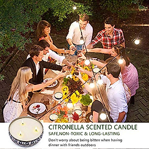 4 Pack Citronella Candles Outdoor Indoor, 5oz 3-Wick Natural Soy Scented Wax Candles, Portable Travel Tin Gift Set for Summer