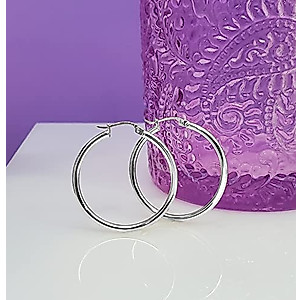 Hoops & Loops - Sterling Silver 30mm High Polished Click Top Hoop Earrings in Sterling Silver