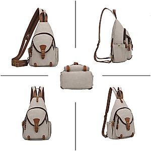 KouLi Buir Canvas Sling bag,Small Crossbody Backpack,Convertible Chest Bag Casual Daypack For Outdoor Cycling Hiking Travel (Leaden)