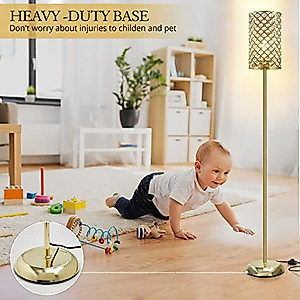 RAYINIGHT Gold Floor Lamp,Elegant Crystal Floor Lamp Modern Standing Lamp with On/Off Foot Switch,Tall Pole Accent Lighting for Living Room, Girl Bedroom, Dresser, Office