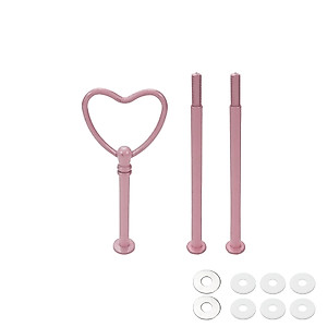 UTALIND 3 Set Metal 3 Tier Leaf Cake Stand Centre Handle Fittings, Fruit Heavy Plate Handle Fittings, Cupcake Stand Hardware Fittings (Pink Heart)