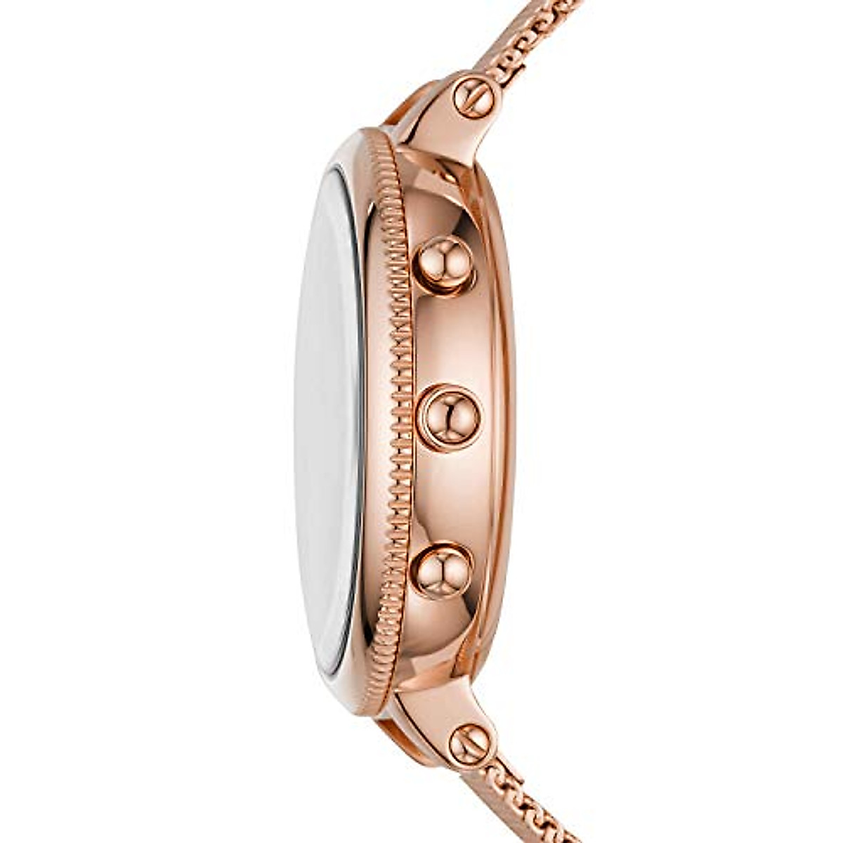 Fossil Women's 38mm Monroe Stainless Steel Mesh Hybrid HR Smart Watch, Color: Rose Gold (Model: FTW7039)