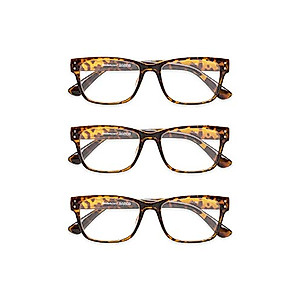 Readers Readers.com Fully Magnified Reading Glasses: The McNealy - 3 Pairs, Classic Rectangle for Women and Men - Tortoise, 1.75