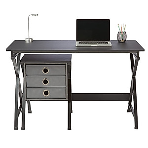 Realspace® X-Cross 48"W Computer Desk With File Cabinet, Black