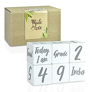 I'm Solid Wood Weekly Monthly Yearly Baby Milestone Age Blocks, Gender Neutral, Newborn Gifts & Keepsakes for Picture Props (6 Pcs/White)