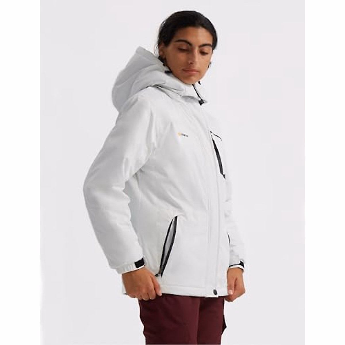 GEMYSE Women's Ski Snow Jacket Warm Winter Waterproof Coat Snowboard Rain Jacket Hooded Windproof Windbreaker（White,XX-Large）
