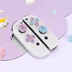 PERFECTSIGHT Cute D-Pad Button Caps Silicone Thumb Grips Set, ABXY Key Buttons Sticker Joystick Cover Caps Compatible with Nintendo Switch/OLED - Monster