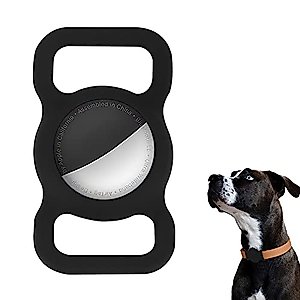 Airtag Case for Dog Collar, Soft Silicone Airtag Holder for Dog Collar, Dog Airtag Holder, Airtag Case for Pets, Compatible with Apple Airtag -Black