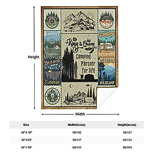 Eercsxul Camping Themed Throw Blankets for Couples Camp Lovers Gifts Camping Partners for Life 80"x60"
