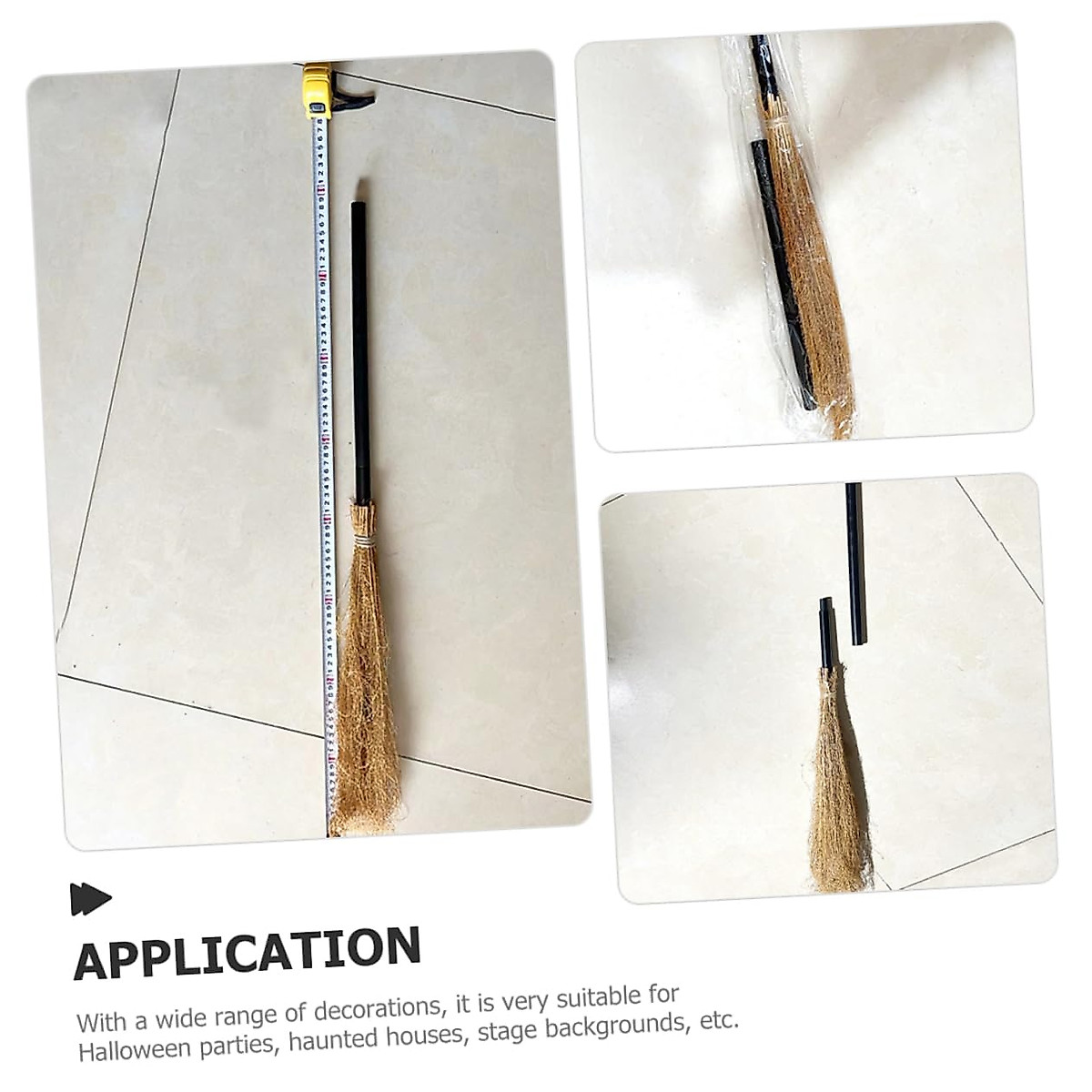 WOFASHPURET Masquerade Witch Broom Halloween Decorative Prop Broomstick Witch Broomtick Prop Witch Costume Accessories Halloween Party Broom Costumes Broom Prop Home Ornament Wooden