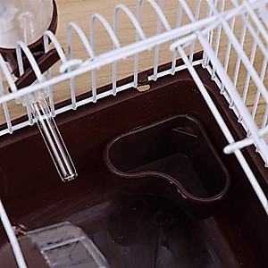 Pet Hamster Cage with Running Wheel Water Bottle Food Basin Portable Carrier House Mice Home Habitat for Going Out, Traveling (Coffee)