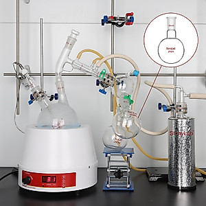 StonyLab 2000 ml Glass Single Neck Round Bottom Flask RBF, with 24/40 Standard Taper Outer Joint, 2 L (2 Liter)