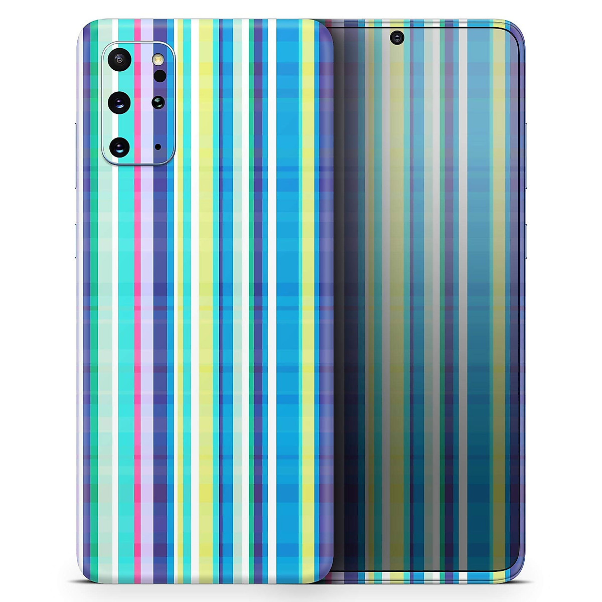 DesignSkinz Colorful Highlighted Vertical Stripes Protective Vinyl Decal Wrap Skin Cover Compatible with The Samsung Galaxy S20 (Screen Trim & Back Glass Skin)
