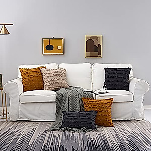 Longhui bedding Black Throw Pillow Covers for Couch Sofa Bed, Cotton Linen Decorative Pillows Cushion Covers, 18 x 18 inches, Set of 2, No Inserts