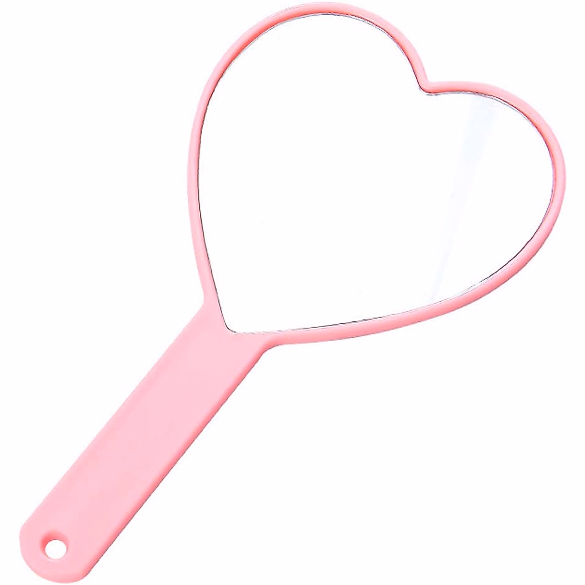 TBWHL Heart-Shaped Travel Handheld Mirror Portable Personal Cosmetic Hand Mirror with Handle Pink