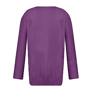 Womens Fall Fashion 2024 Workout Tops for Women T Shirts for Women Uv Protection Shirts for Women Long Sleeve Shirts for Women Dressy Comfy Shirts for Women Cream Shirt Women（4-Dark Purple,Small）