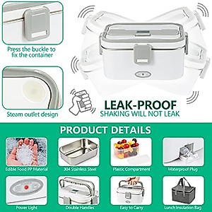 WinGaYe Electric Lunch Box 60W Faster Food Warmer, 1.8L Larger Self Heating Lunch Box,12V 24V 110V Portable Food Heater for Car Truck Work,Leakproof Removable Container with Cutlery for Adults