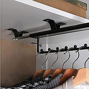 Pull-Out Closet Sliding Rod Aluminum Heavy Duty Wardrobe Clothes Hanger Rail, Extendable Wardrobe Rail Tube Valet Rod, Space Saver Closet Organizer,Top Mount (Size : 44cm/17.3in)