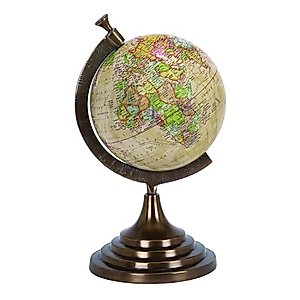 Deco 79 Aluminum Metal Globe, 9" x 8" x 16", Copper