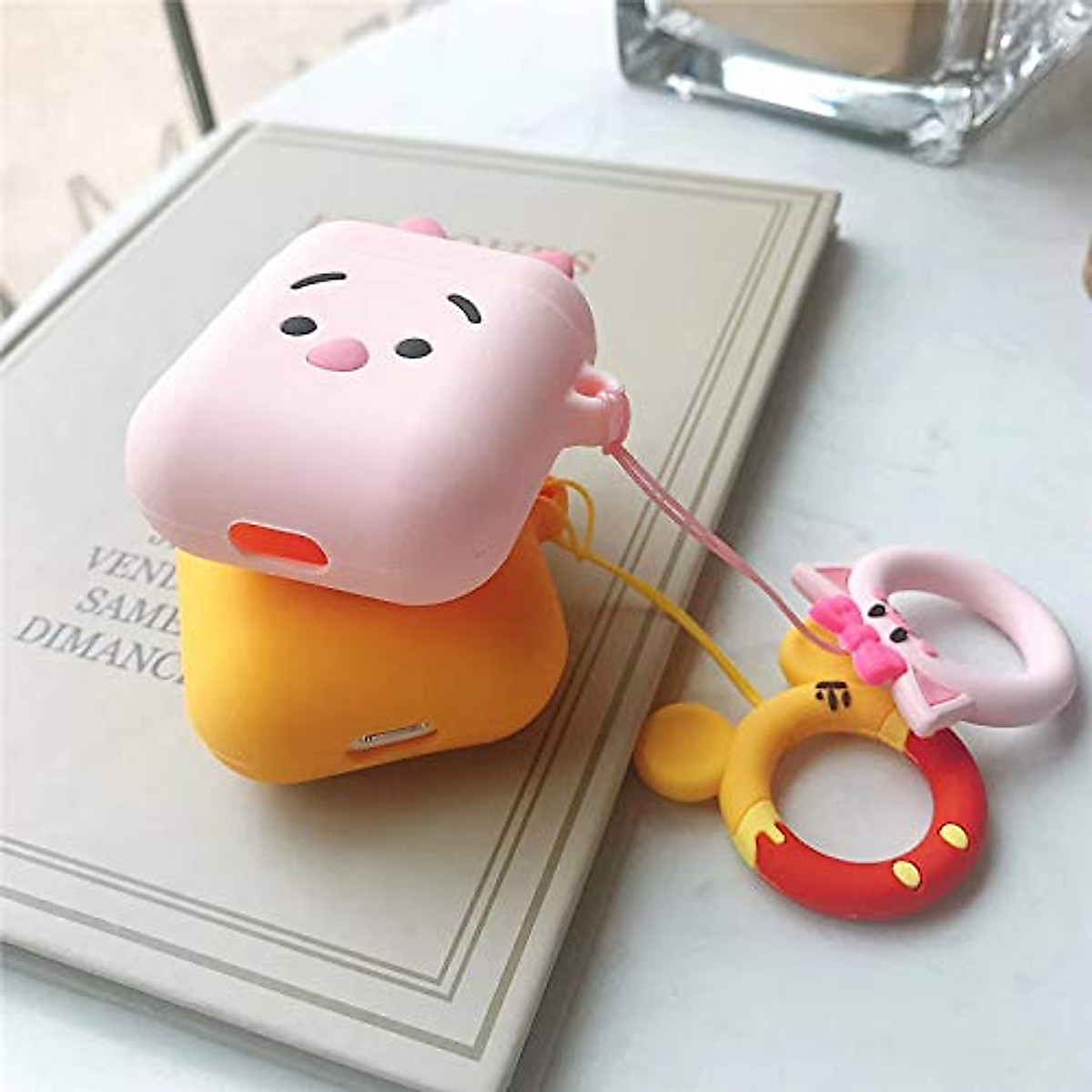 TEMTOOE Silicone Case Cute Cover Compatible for Apple Airpods 1,2[Cartoon Series](Winnie/Piglet)