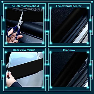 Marsui 3 Rolls 67 ft Matte Black Vinyl Wrap for Car, Includes Matte Adhesive Vinyl Tape for Chrome Delete, Window & Door Protection(2.8" x 32.8Ft, 2" x 16.4Ft, 2" x 16.4Ft)