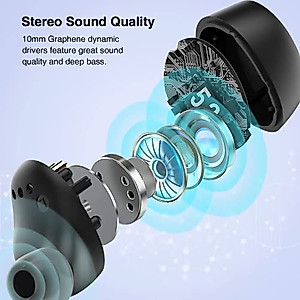 Aruind True Wireless Earbuds, Bluetooth 5.2 Headphones 160H Playback LED Power Display, IPX7 Waterproof Stereo Deep Bass Built-in Mic Earphones with Portable Power Bank for iPhone/Android